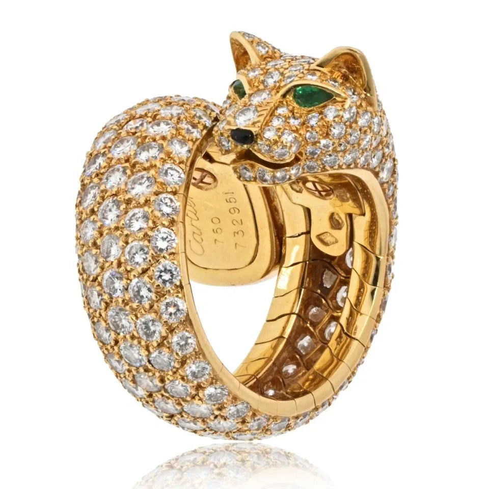 Cartier 18K Yellow Gold Diamond Panthere Ring – The Back Vault