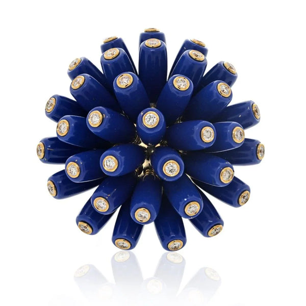 Cartier Paris Nouvelle Vague 18K Yellow Gold Blue Lapis And Diamond Ri ...