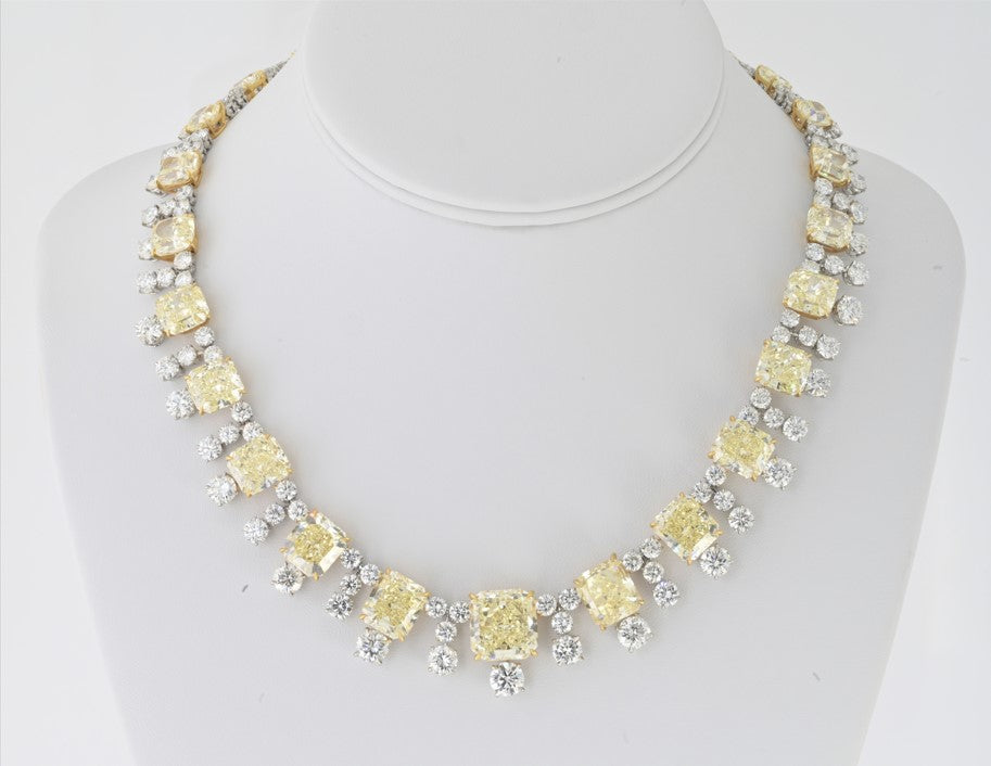 Platinum 18K Yellow Gold 94.65 carats of Fancy Yellow Diamonds Necklace The Back Vault