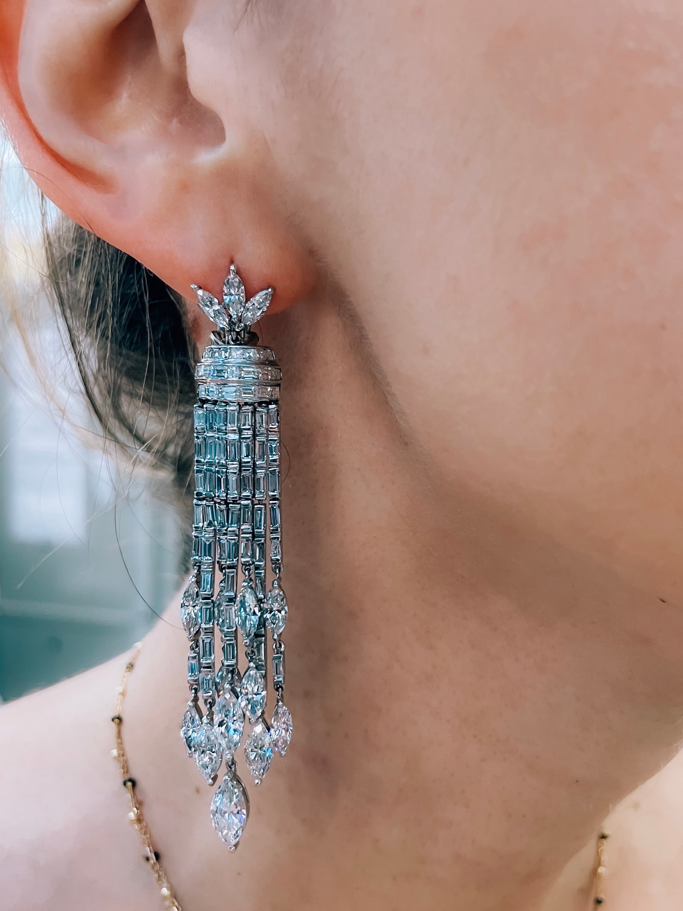 Diamond hanging earrings store